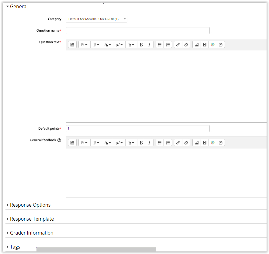 Moodle: Activities & Resources: Quiz Question Types: Essay - GROK ...