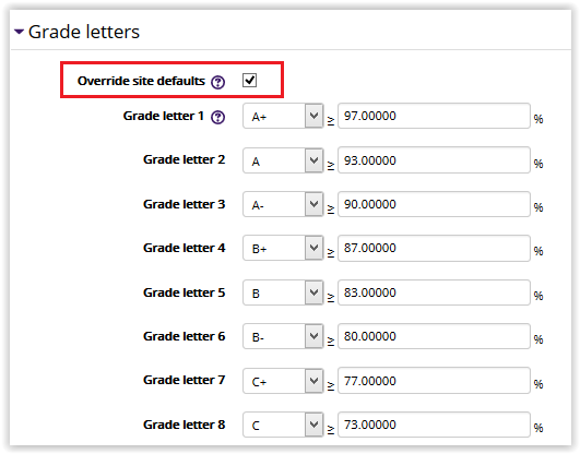 Moodle: How to Create Custom Grade Scales (Letter Grade)? - GROK Knowledge Base
