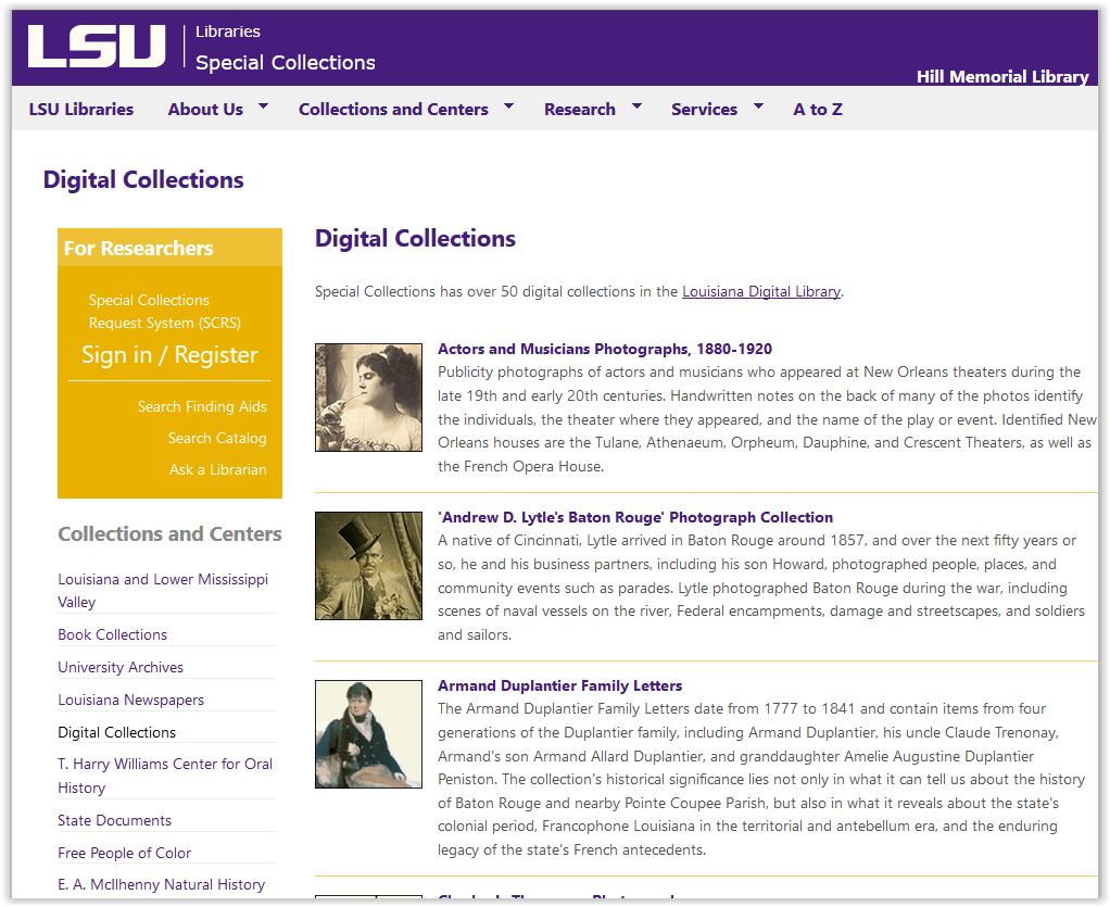 LSU Libraries: Special Collections: Digital Collections - GROK Knowledge Base