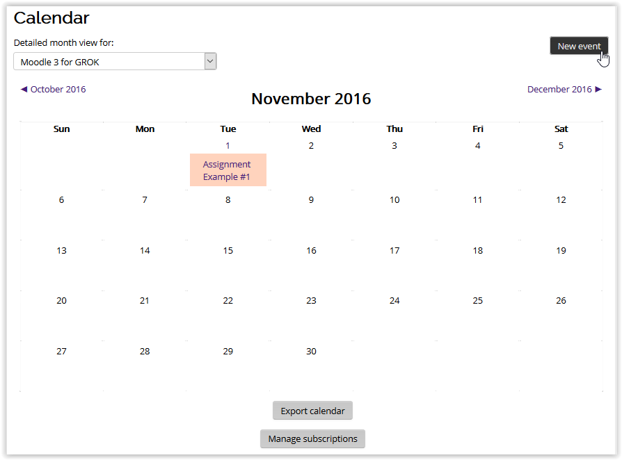 Moodle: Blocks: Calendar Group Event - GROK Knowledge Base