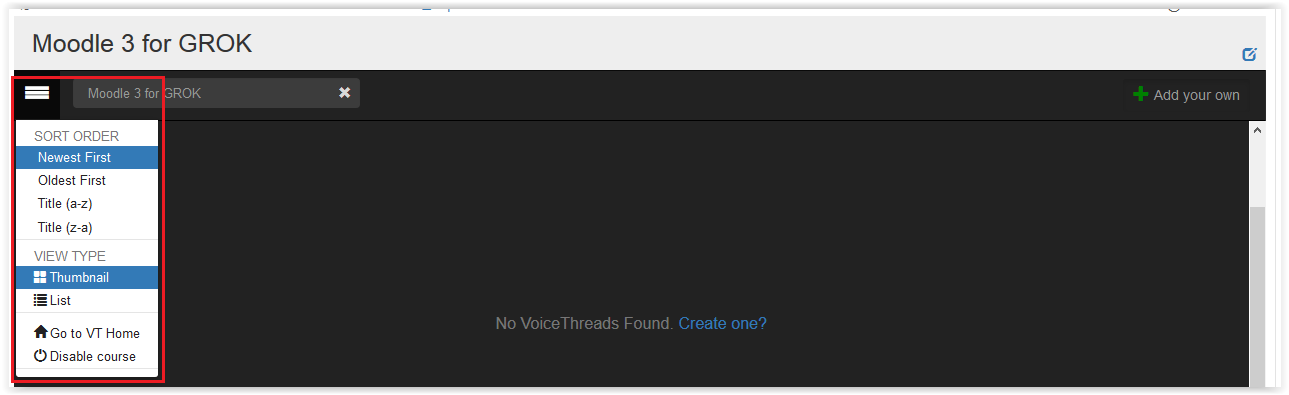VoiceThread: Course View - GROK Knowledge Base