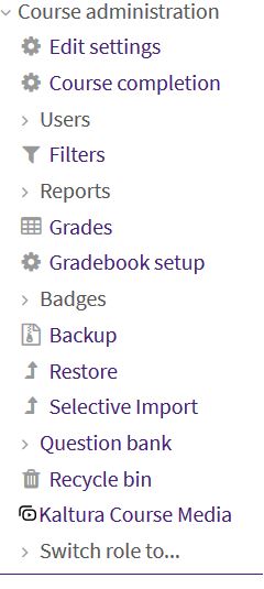 Moodle: Administration Menu (Faculty) - GROK Knowledge Base