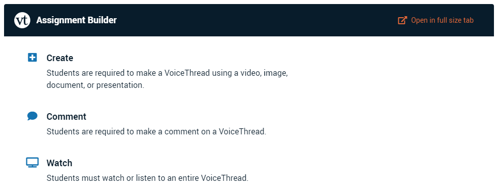 VoiceThread: Assignment Builder - GROK Knowledge Base