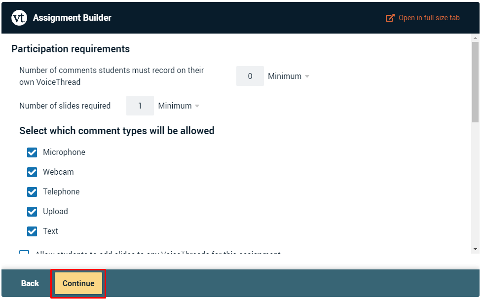 VoiceThread: Assignment Builder - GROK Knowledge Base