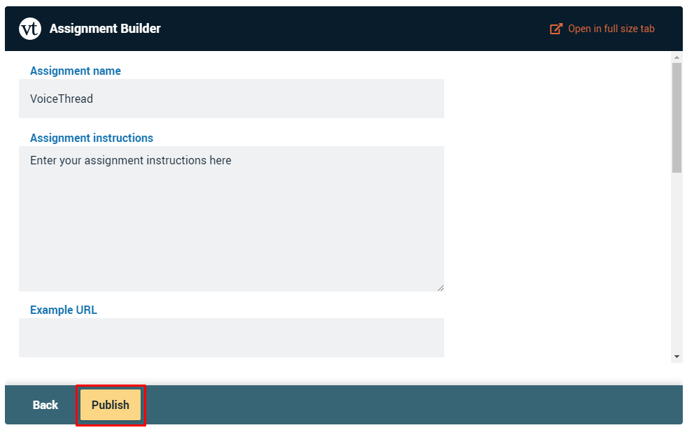 VoiceThread: Assignment Builder - GROK Knowledge Base
