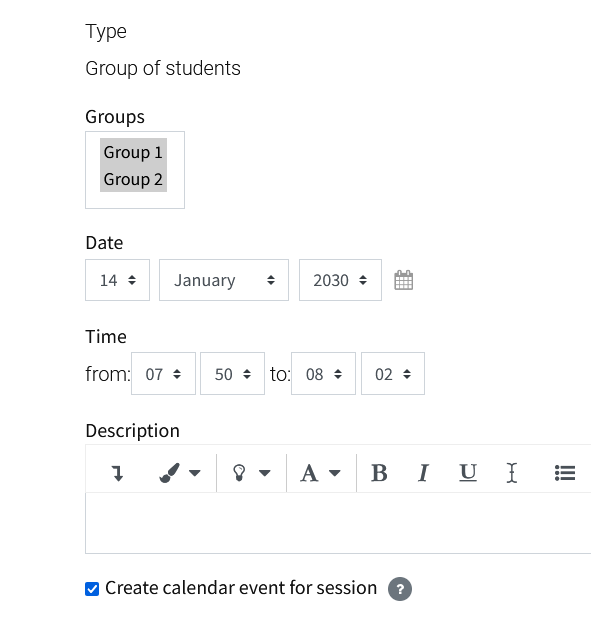 Moodle: Activities & Resources: Adding and Editing Attendance Sessions - GROK Knowledge Base